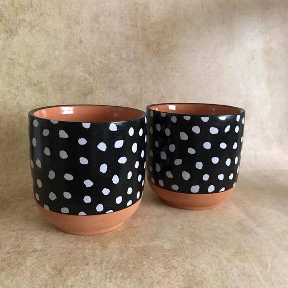 Accents | Black And White Polka Dot Ceramic Mini Planters | Poshmark